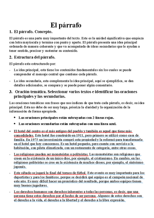 El parrafo y sus estructuras - Concepto de párrafo. Fragmento de un ...