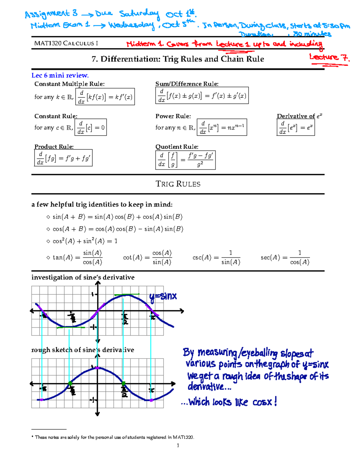 1320G 202209 notes 07 filled - MAT1320 CALCULUS I 7. Differentiation ...