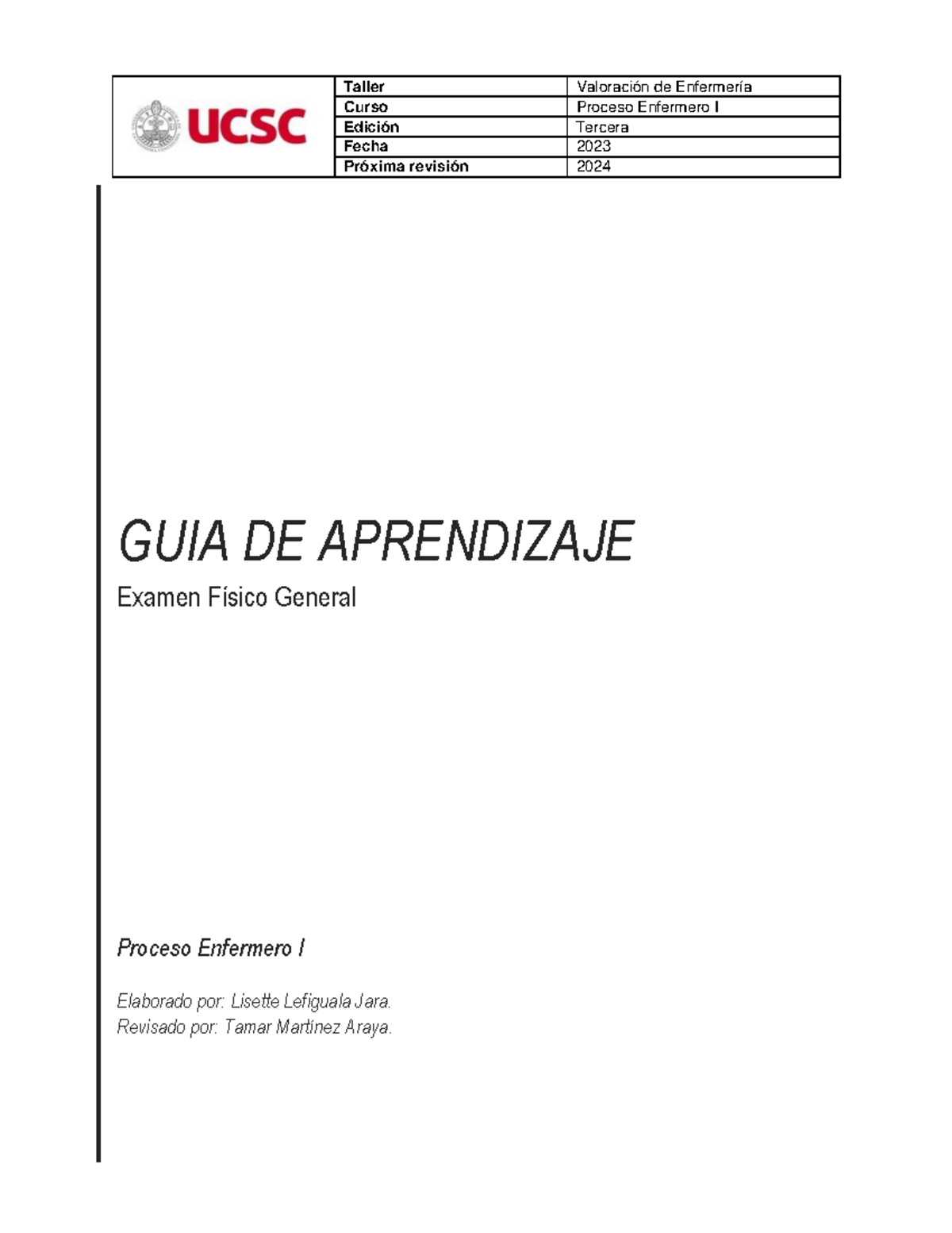 Gu Ã a de aprendizaje examen fisico general 2023 230518 090237 - Curso Proceso Enfermero I ...