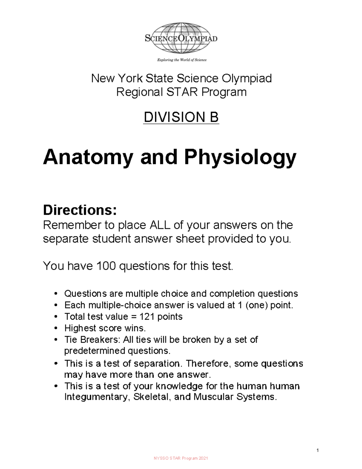Anatomy-B2021-Regional-Test - New York State Science Olympiad Regional ...