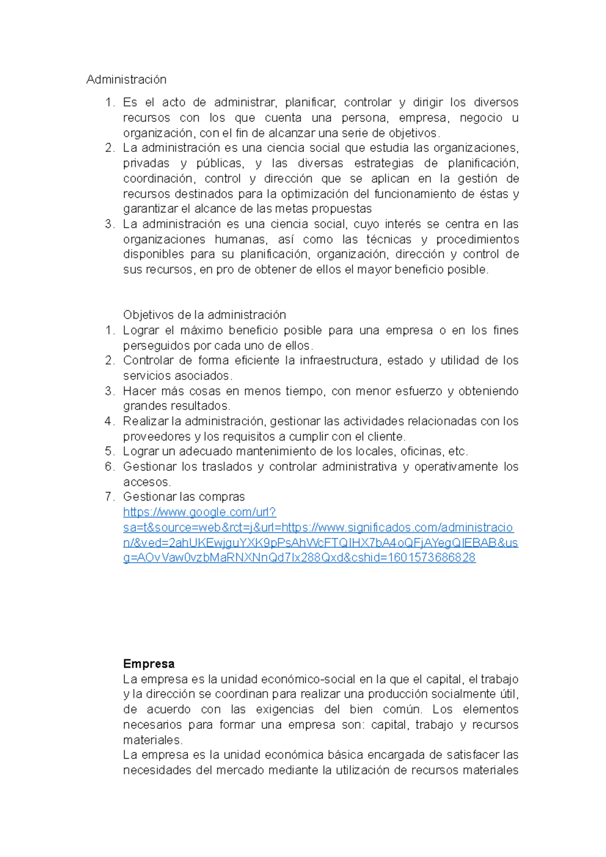 Tarea 3 Administración - Administración Es el acto de administrar ...