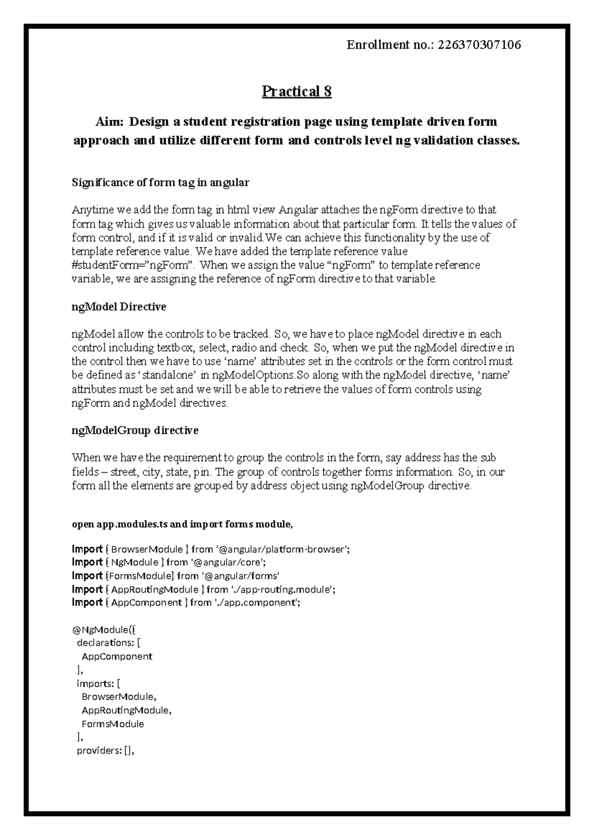 MPT 8 - MPT Practical 8 - Practical 8 Aim: Design a student registration page using template ...