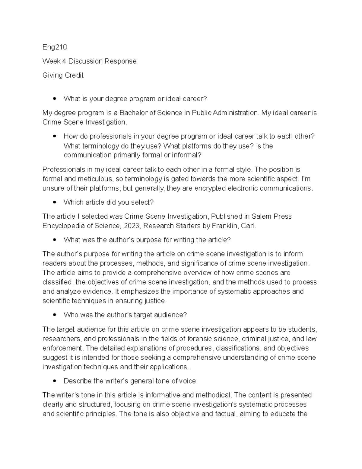 Eng210 week 4 Discussion response - Eng Week 4 Discussion Response ...