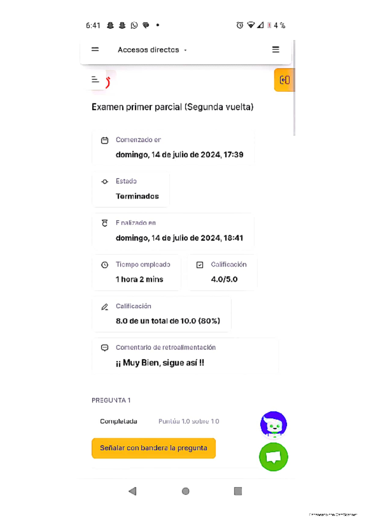 examen primer parcial segunda vuelta estadísticas para la economía - 6:41 4 Accesos directos ...
