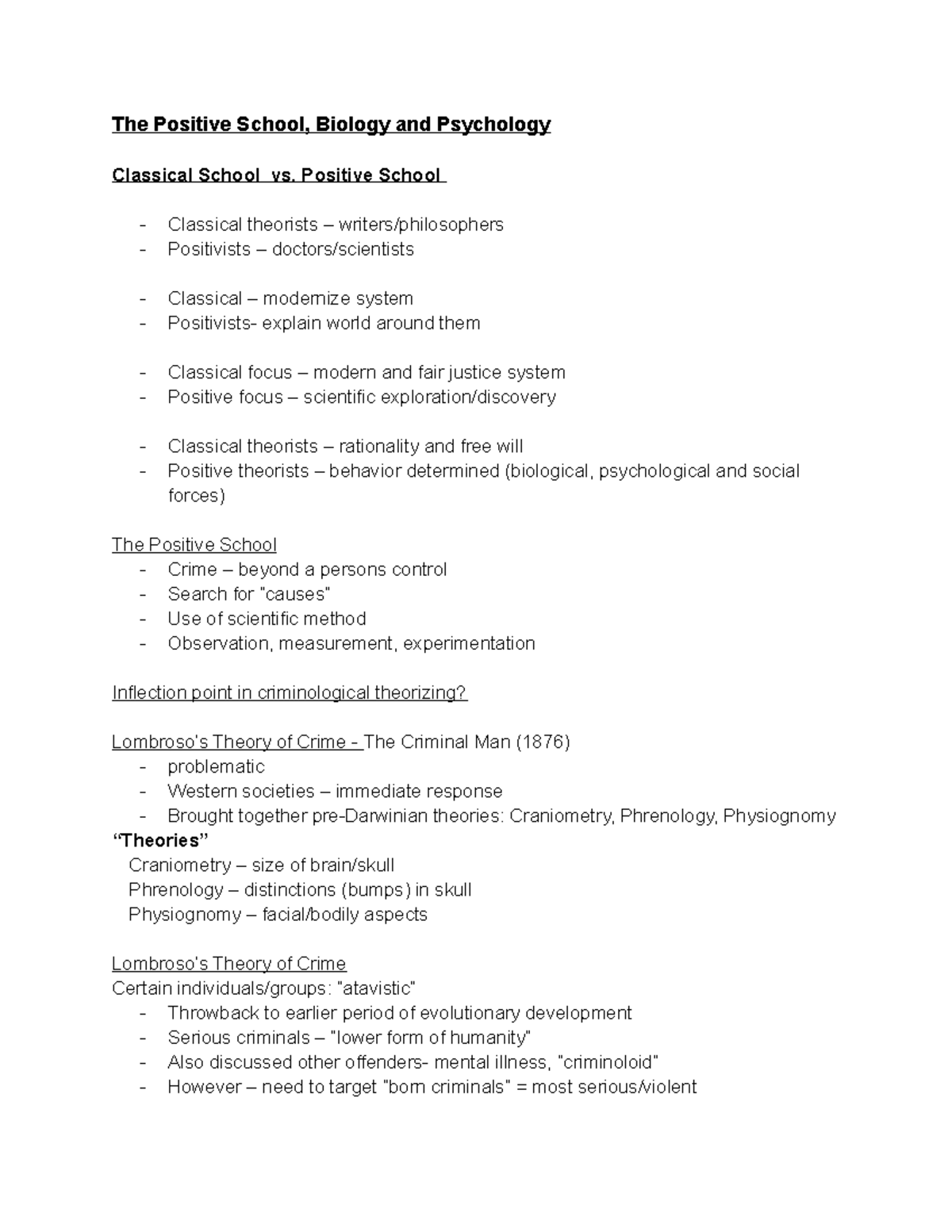 Classical Theories of Crime 3 - The Positive School, Biology and ...