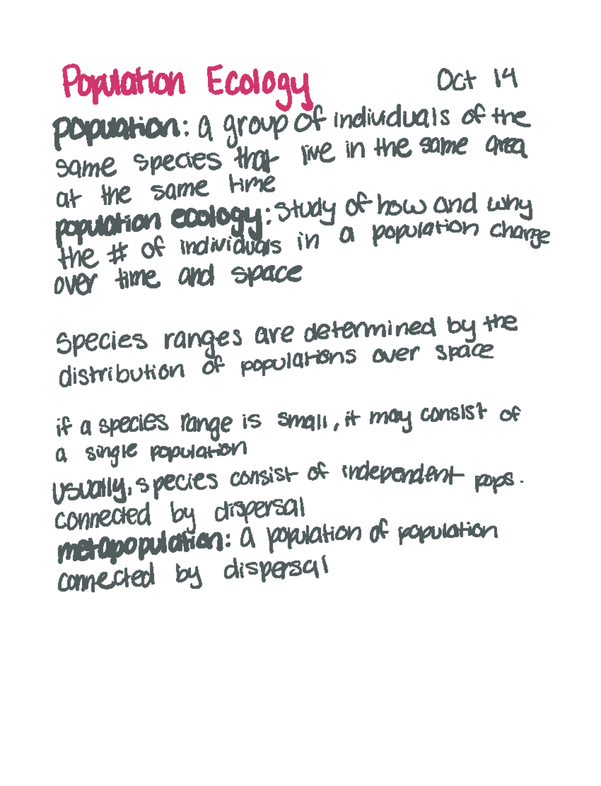 Population Ecology - Population Ecology Oct 14 population a group of ...