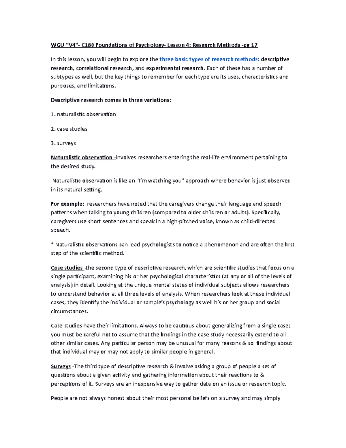 WGU c180 Research Methods -Lesson 4 and questions - C180 - WGU - Studocu