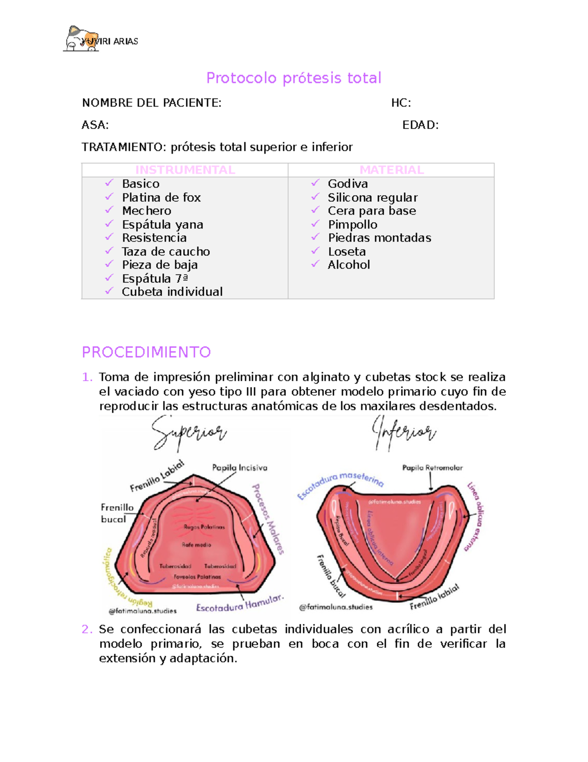 Protocolo protesis total - Protocolo prótesis total NOMBRE DEL PACIENTE ...