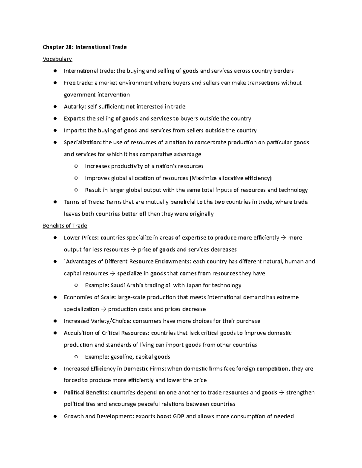 Chapter 20 - Macro - Chapter 20: International Trade Vocabulary ...