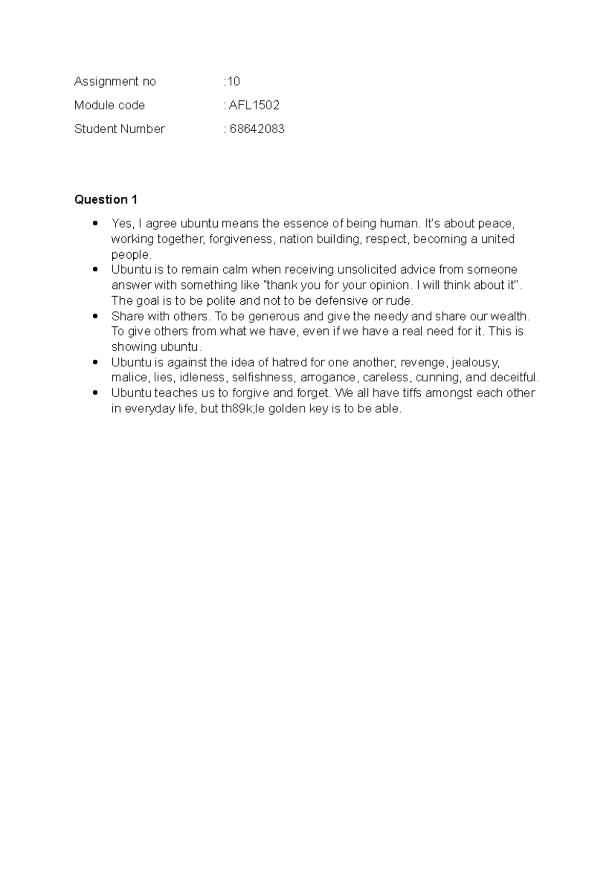 Assignment no 1 - NOTES - Assignment no : Module code : AFL Student ...