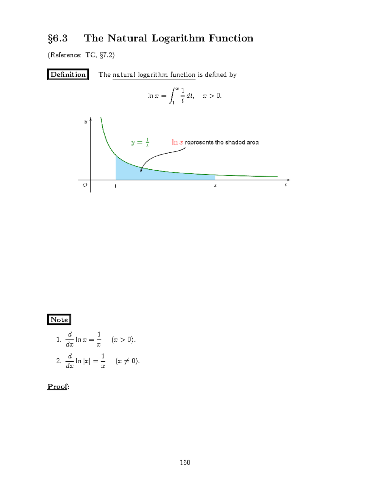 MA1102R 09chap6pt2 - Calculus - §6 The Natural Logarithm Function ...