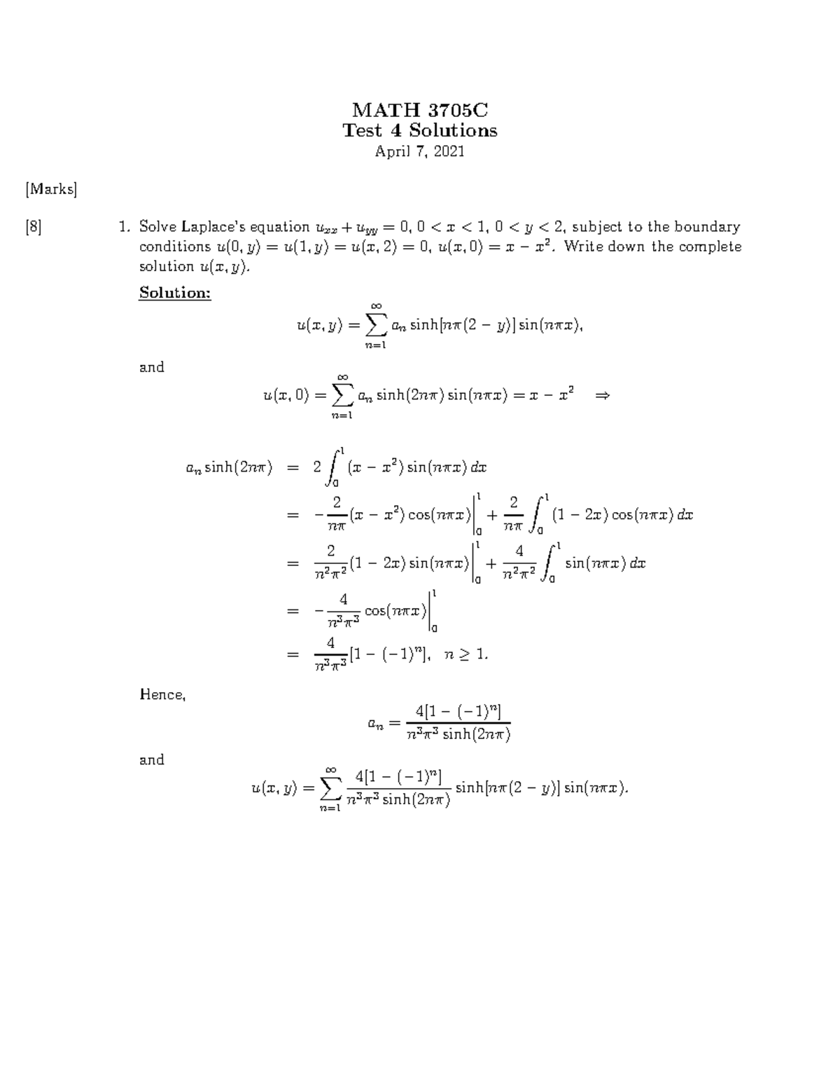 MATH3705Test4Solutions test 4 devdariani was the professor - MATH 3705C ...