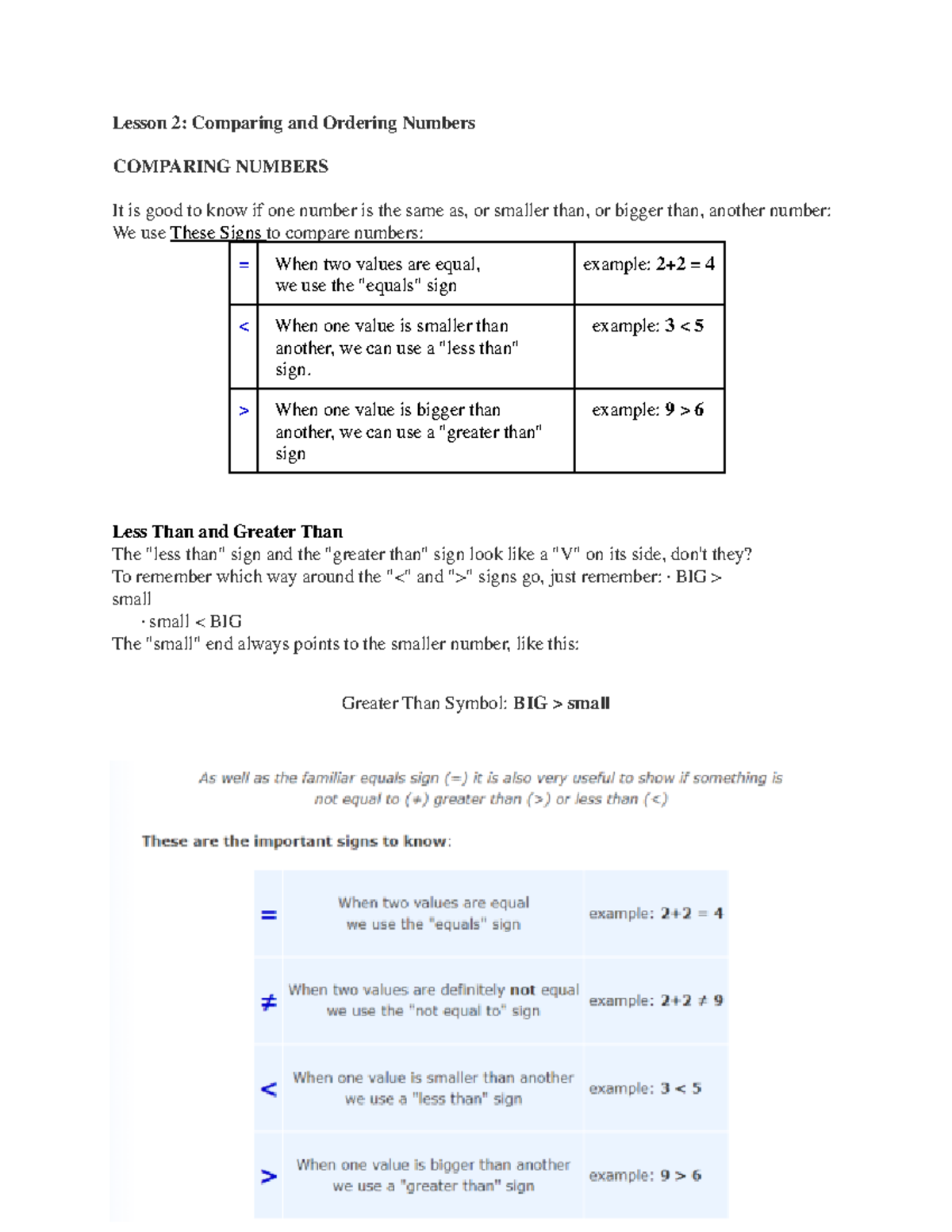 Lesson 2- Comparing and Ordering Numbers 5 - Lesson 2: Comparing and ...