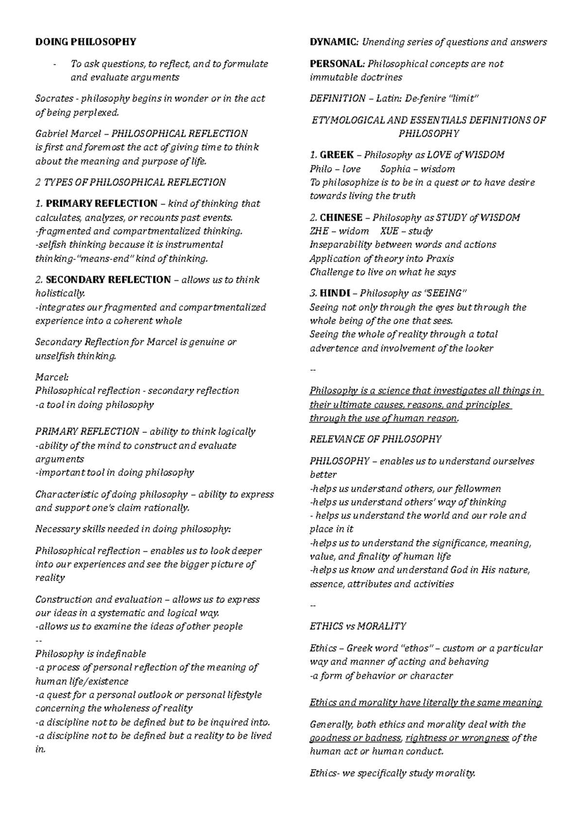 Ethics - Philosophy 200 Doing Philosophy - DOING PHILOSOPHY To ask ...