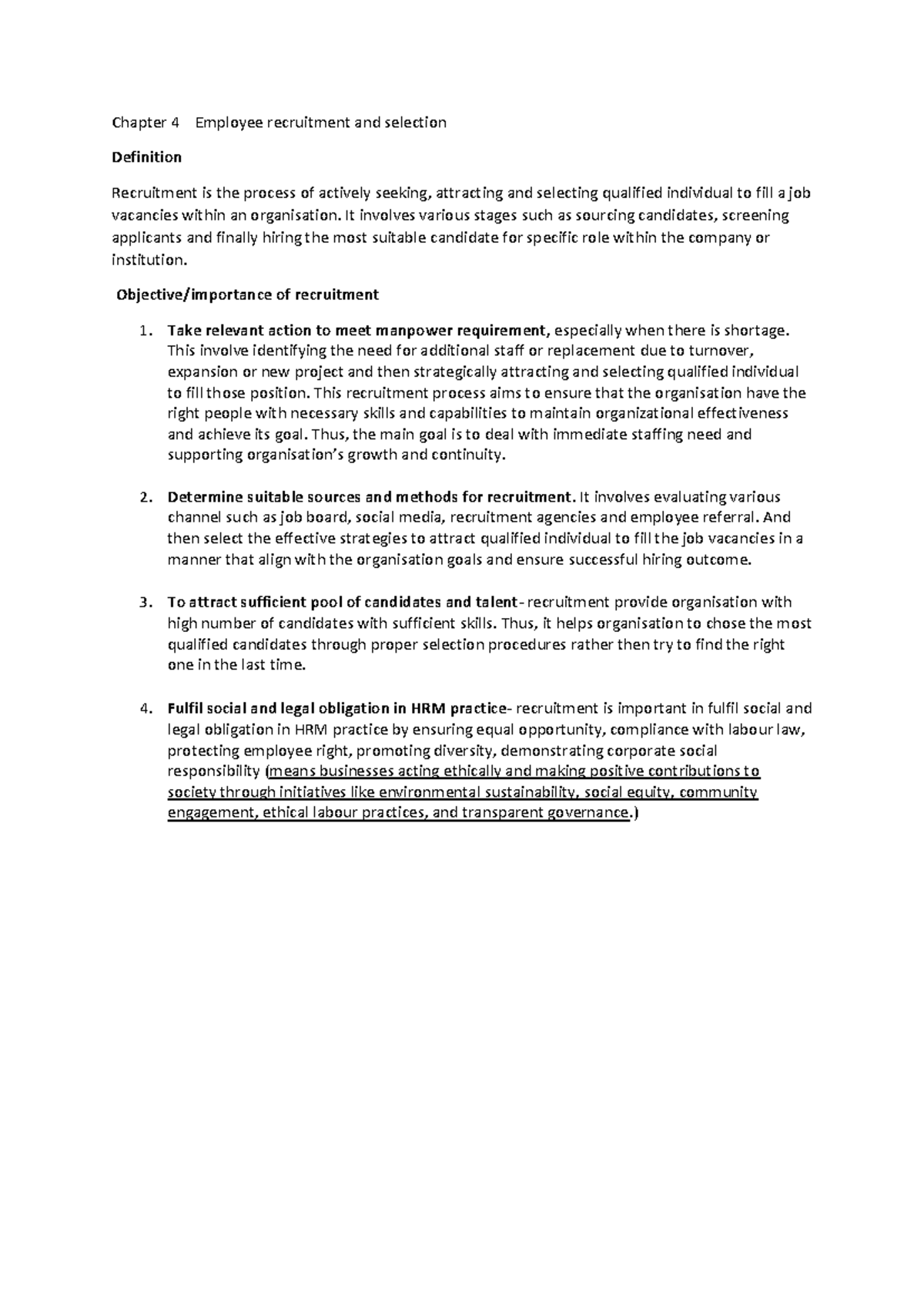 Chapter 4 Employee recruitment and selection - Chapter 4 Employee recruitment and selection ...