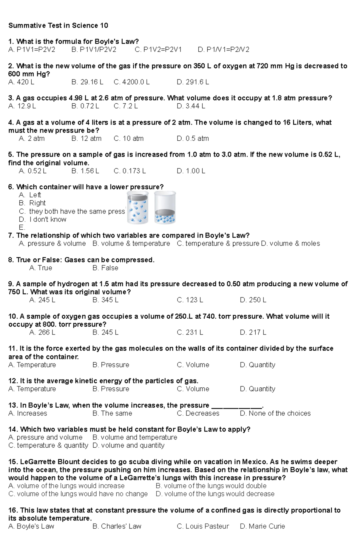 Summative Test in Science 10 W1-2 - Summative Test in Science 10 What ...