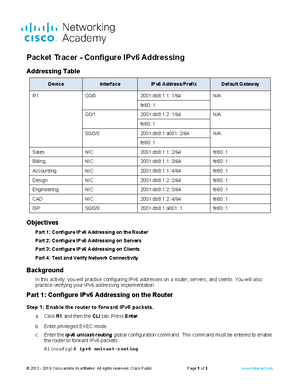Packet Tracer - Use ICMP to Test and Correct Network Connectivity ...