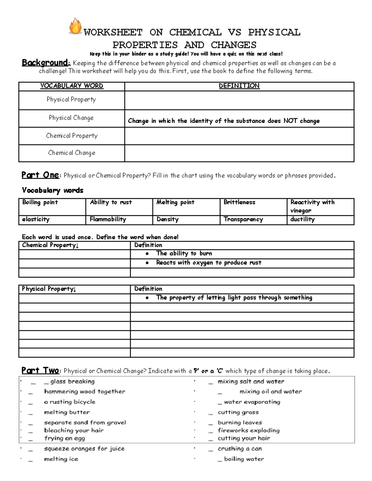Rosie Jasso - Physical and Chemical Change Worksheet 2021.docx - Google Docs - WORKSHEET ON ...
