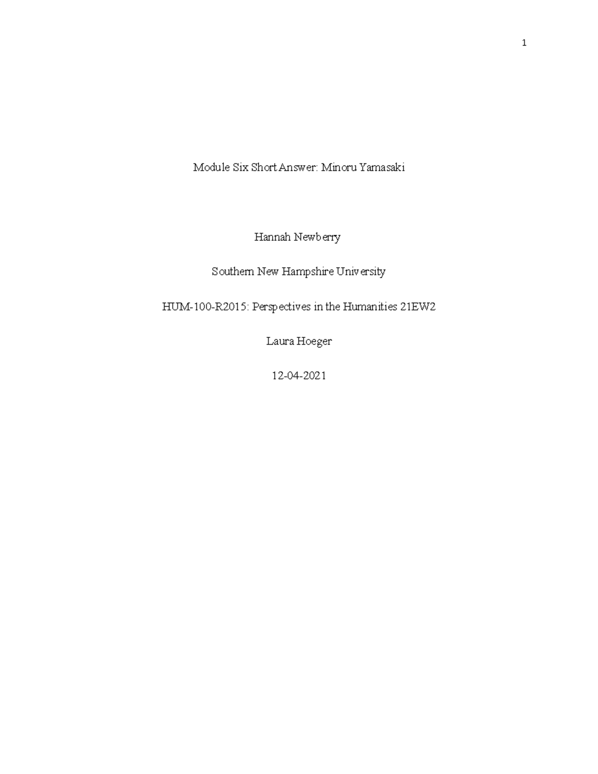 Modulesixshortanswer HUM 100 R2015 Perspectivesinthehumanities 21EW2 ...