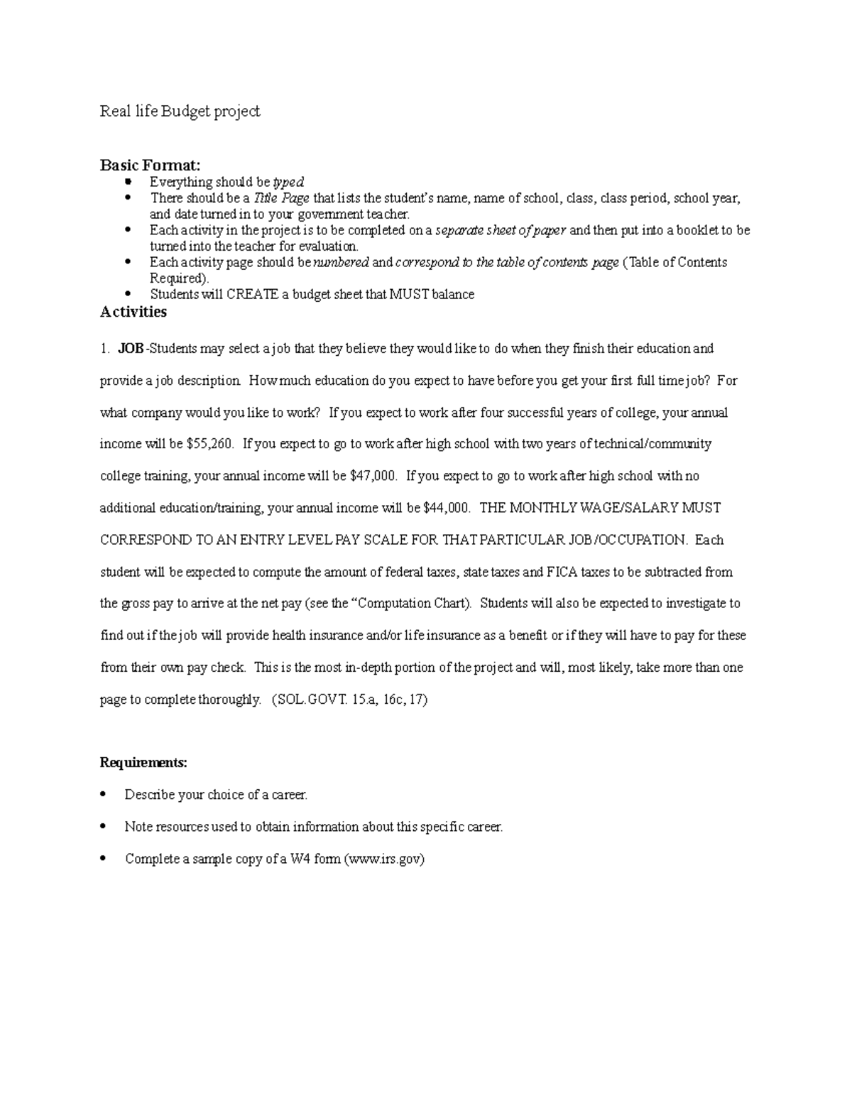 Irl budget best - Real life Budget project Basic Format: Everything ...