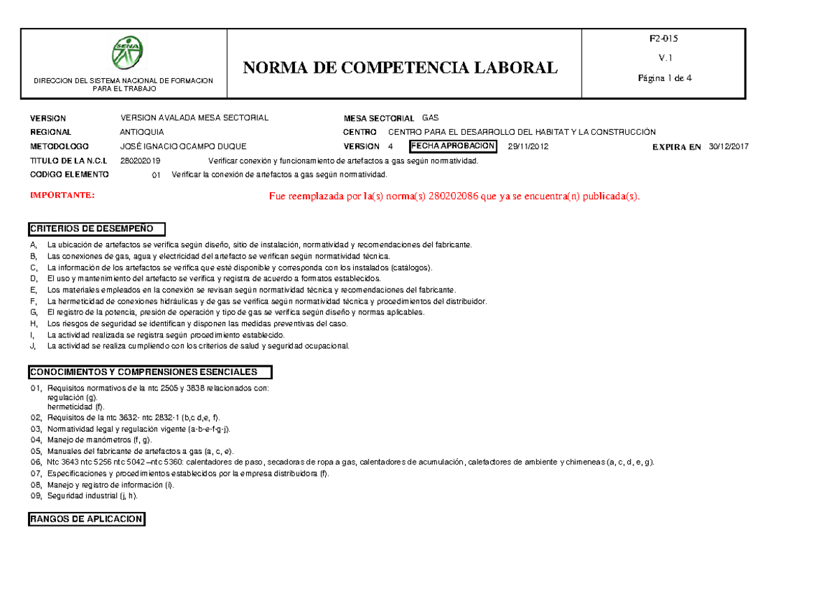 280202019 - SENA - Competencias - NORMA DE COMPETENCIA LABORAL DIRECCION DEL SISTEMA NACIONAL DE ...