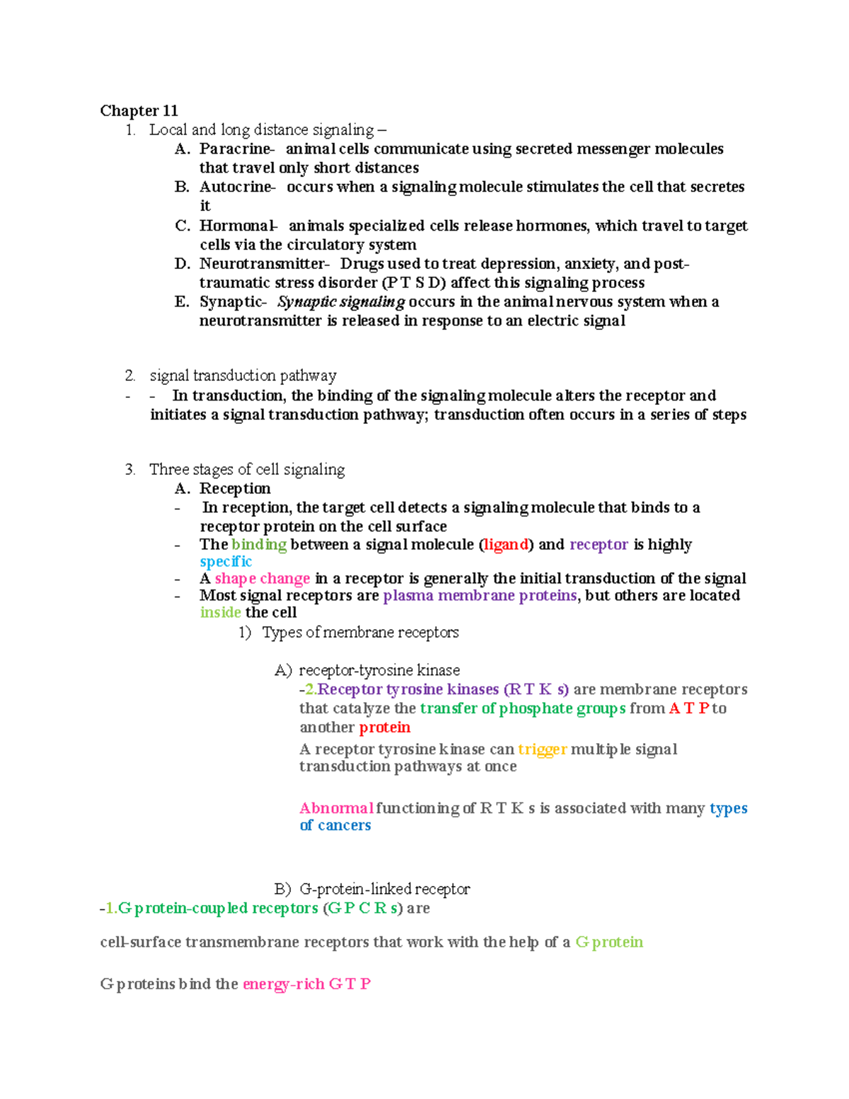 Bio-181 Chapter 11 study guide - Chapter 11 1. Local and long distance ...