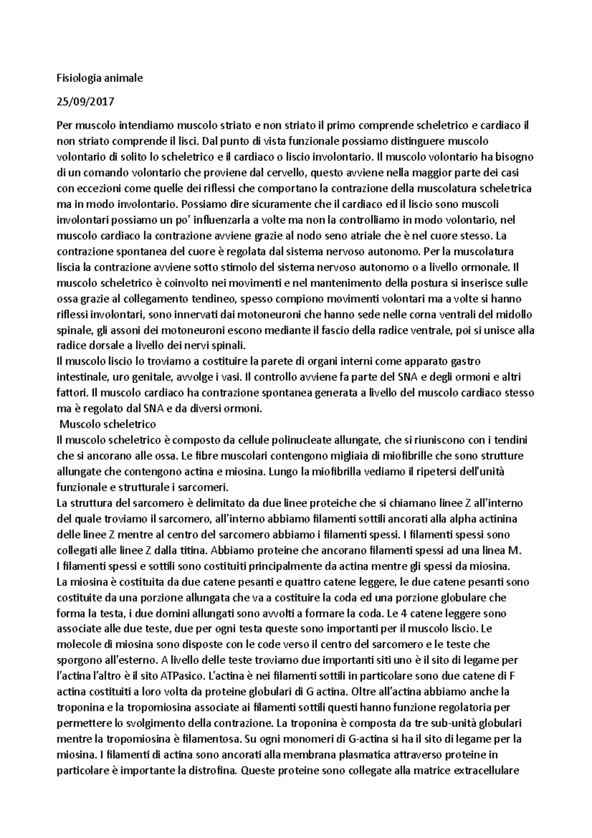 Fisiologia Animale - Fisiologia animale 25/09/ Per muscolo intendiamo ...