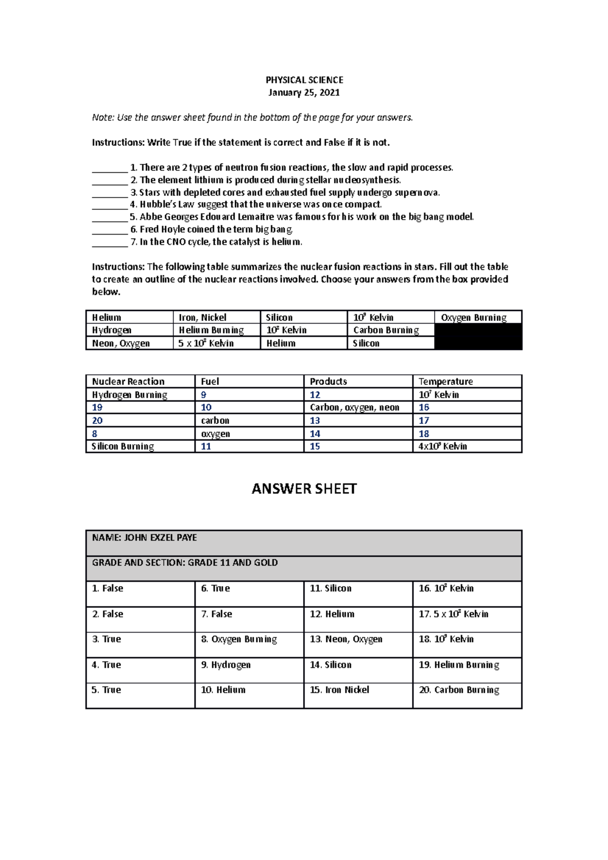 Chapter 1 B Async - assignment - PHYSICAL SCIENCE January 25, 2021 Note: Use the answer sheet ...