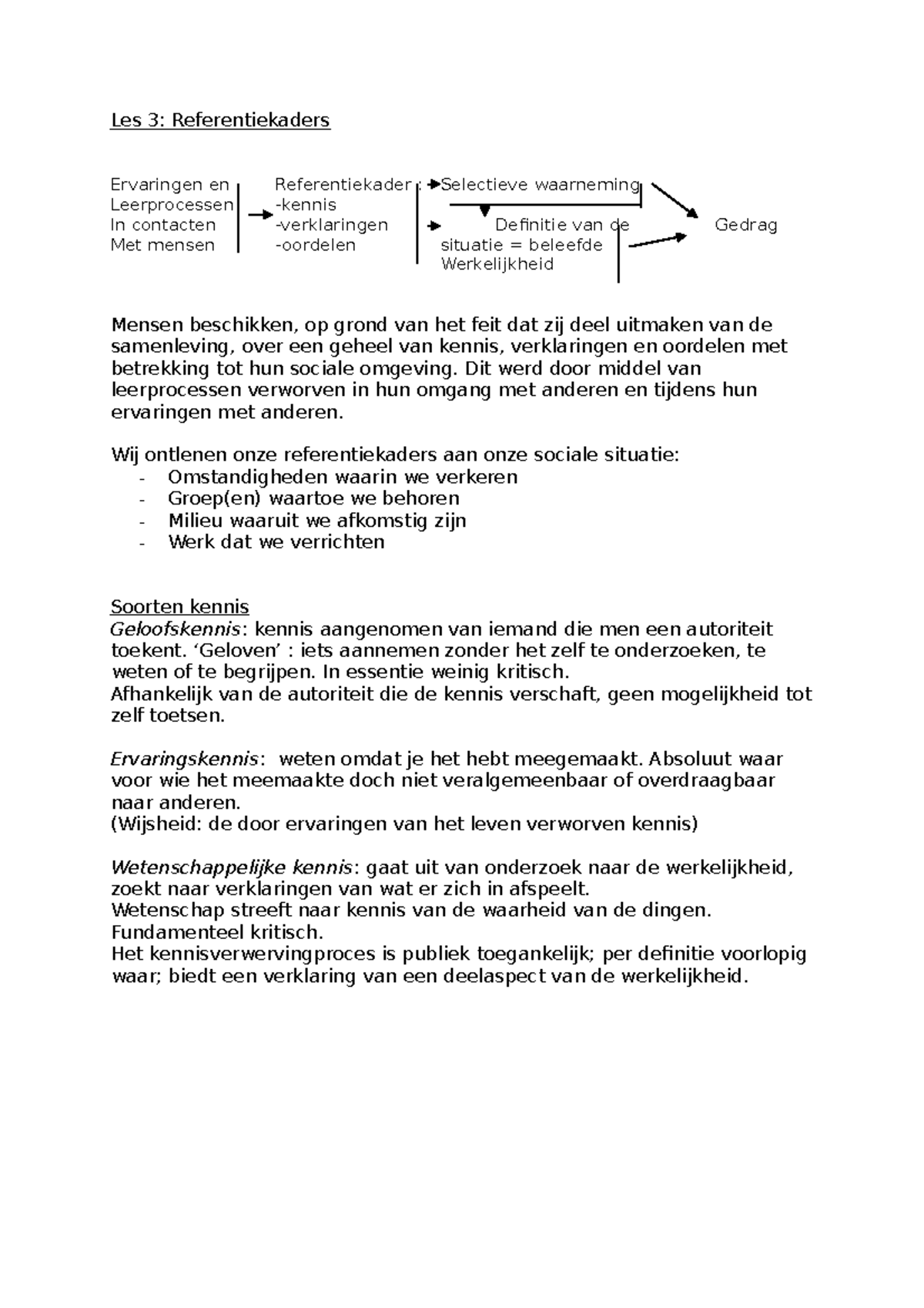 3 Referentiekaders - les 3 - Les 3: Referentiekaders Ervaringen en ...