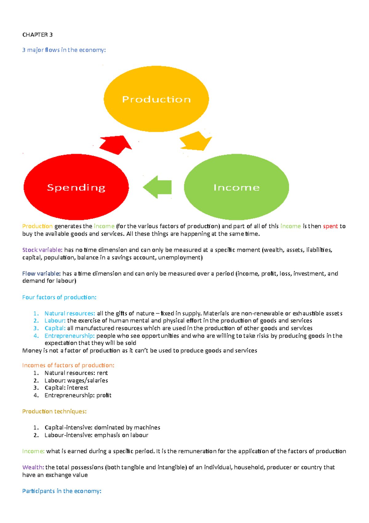 ECS1501 Chapter 3 2015 - CHAPTER 3 3 major flows in the economy ...