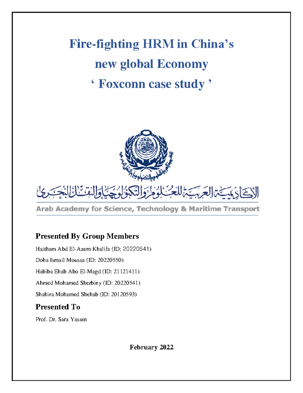 Foxconn case study-word - Fire-fighting HRM in China9s new global ...