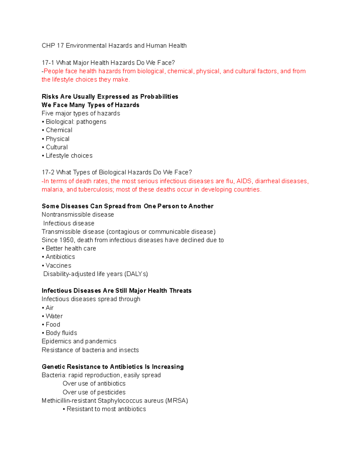 24P Camm - Chapter 17 Reading Notes - CHP 17 Environmental Hazards and ...