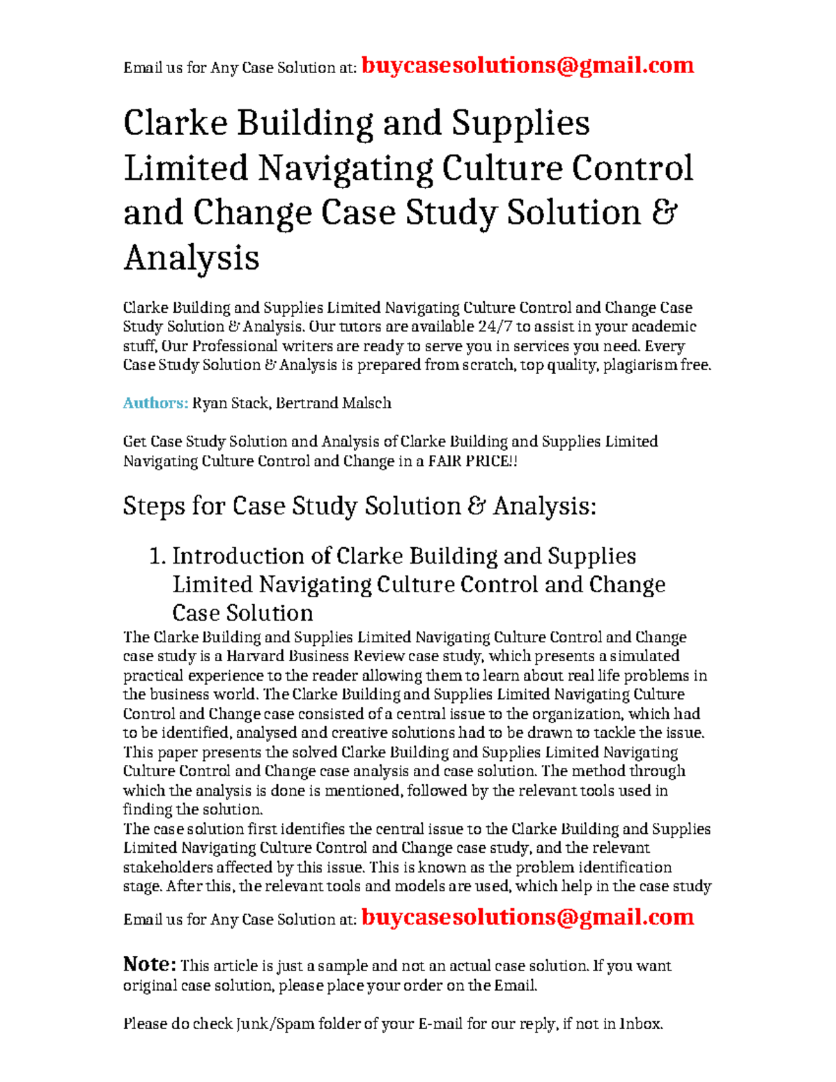 Clarke Building and Supplies Limited Navigating Culture Control and ...