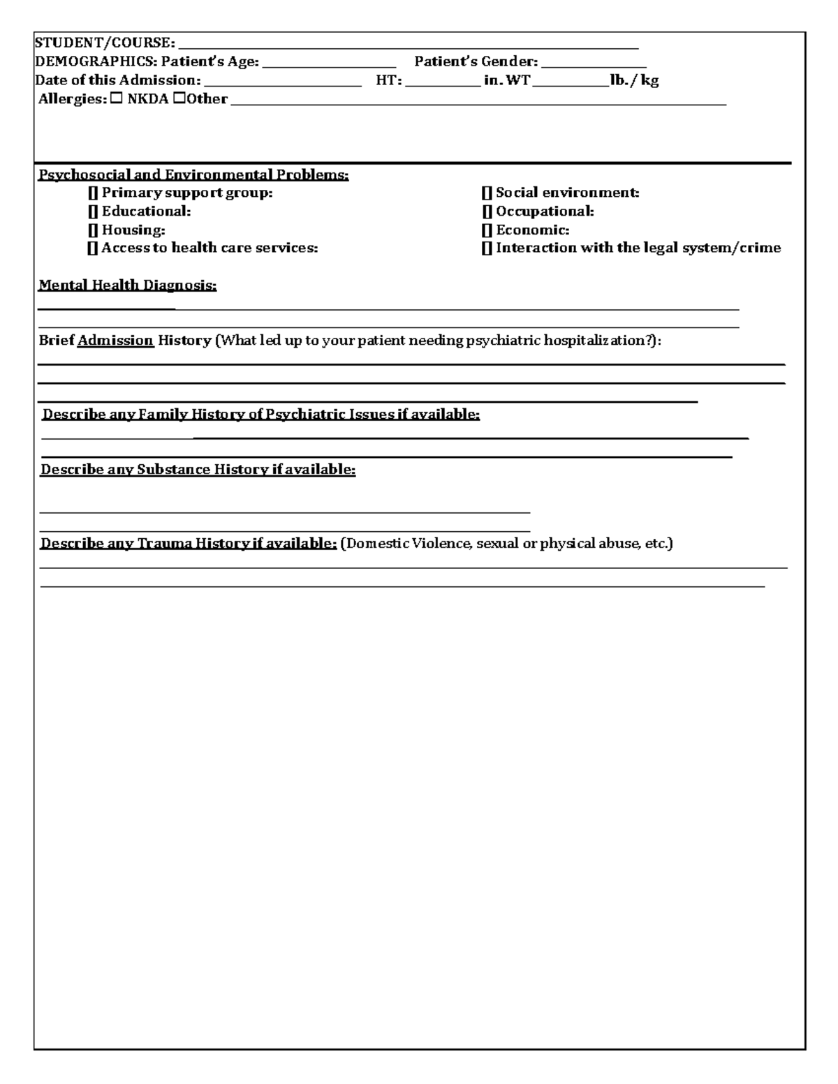 Mental Health Clinical Packet Revised V2 2024 - STUDENT/COURSE: - Studocu