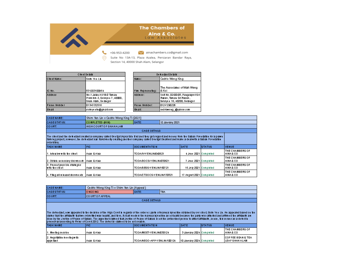 [Sample] Client Database for Client Consultation - Client Details ...