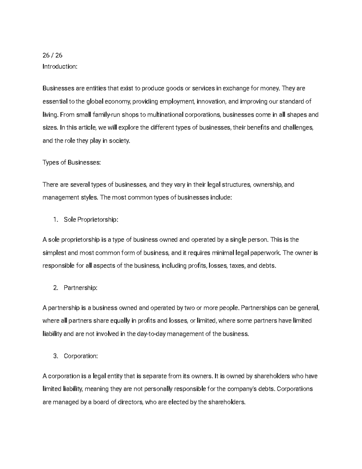 Studoc-22 - Class notes - 26 / 26 Introduction: Businesses are entities ...