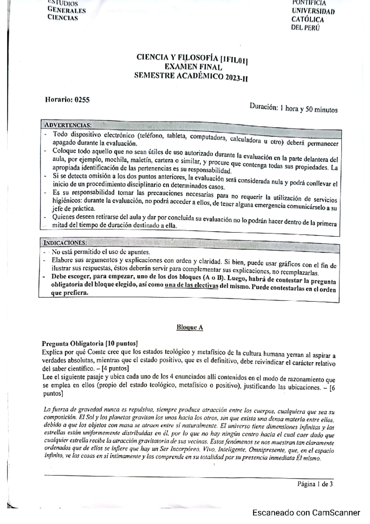 examen final CFIL pucp profesor Mendoza, las primeras preguntas son ...