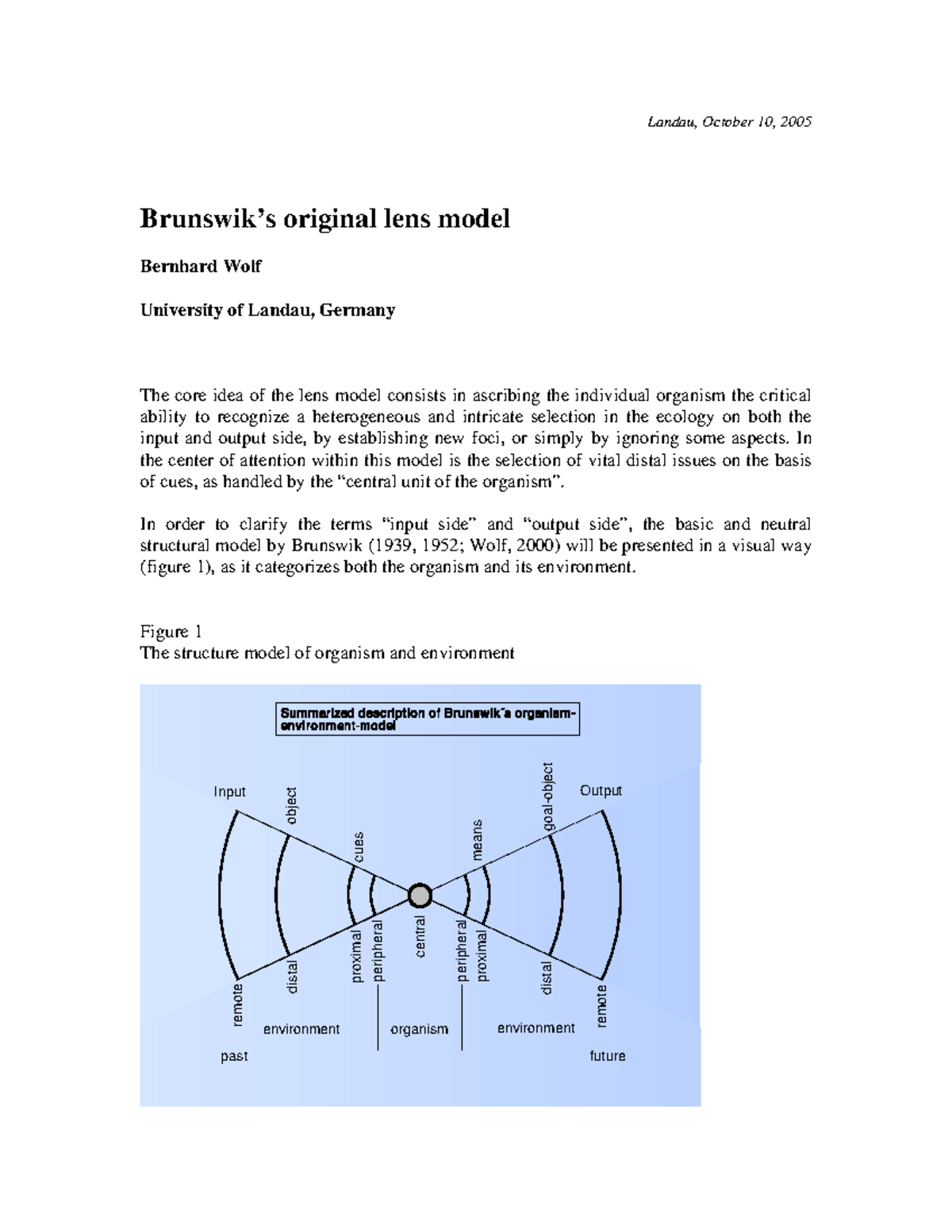 Wolf Original Lens 2005 - Landau, October 10, 2005 Brunswik’s original ...