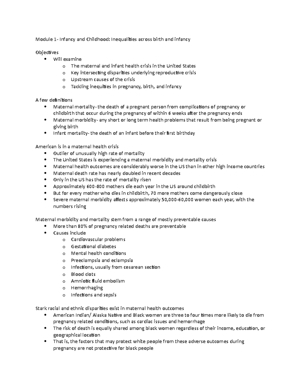Module 1 - Infancy and Childhood- Inequalities across birth and infancy ...