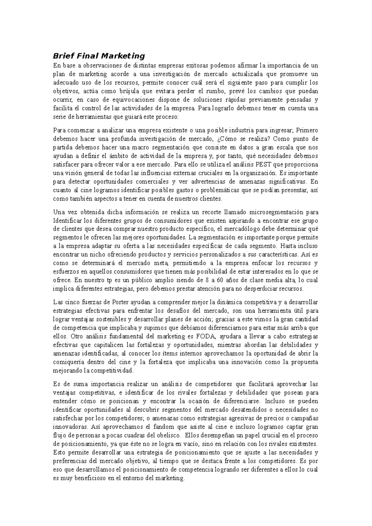 Brief Final Marketing - Para lograrlo debemos tener en cuenta una serie ...