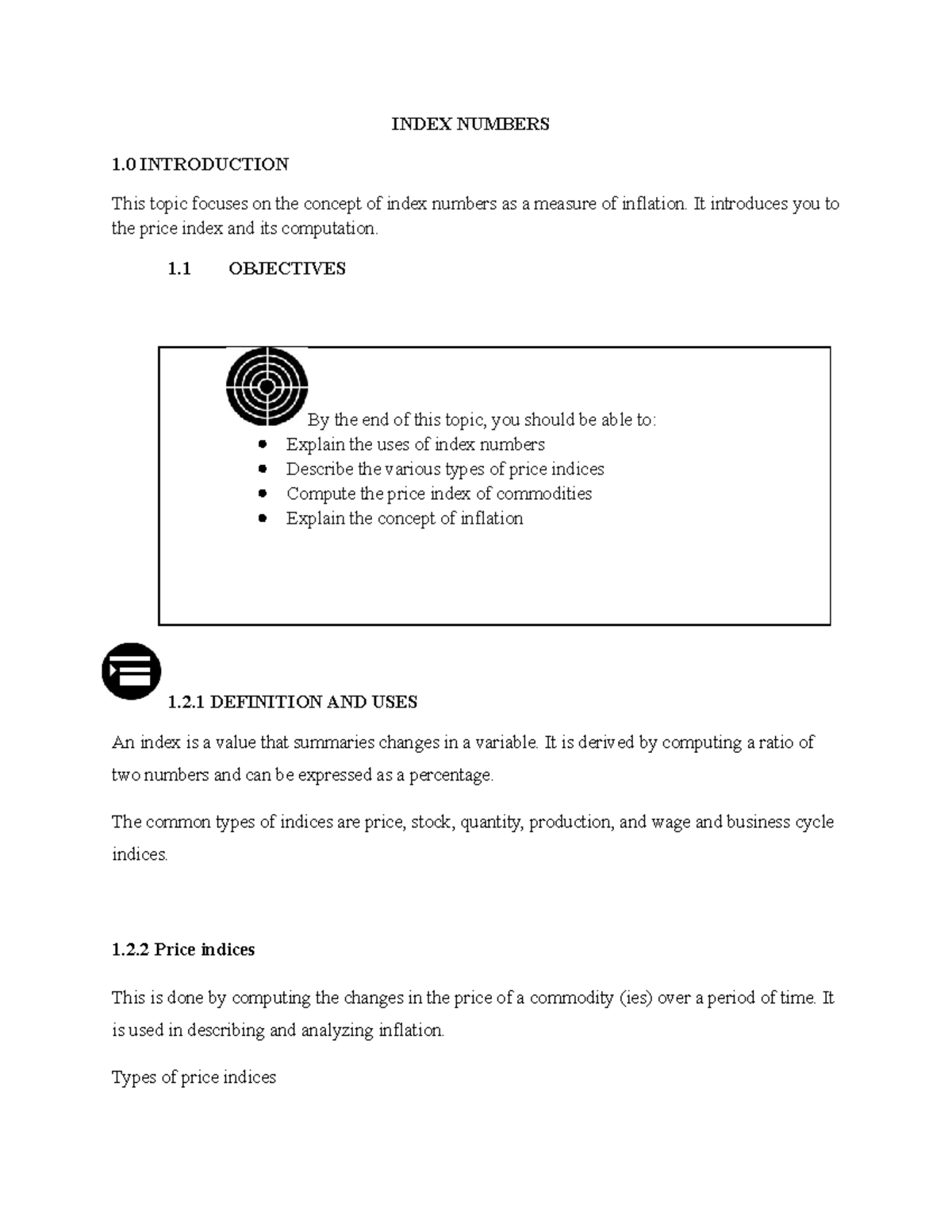 Index Numbers - INDEX NUMBERS 1 INTRODUCTION This topic focuses on the ...