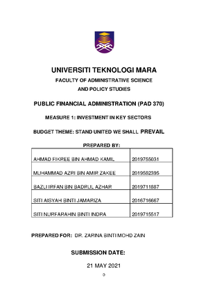 PAD 101 Written Assignment AM1101I Group 2 - I FACULTY OF ...