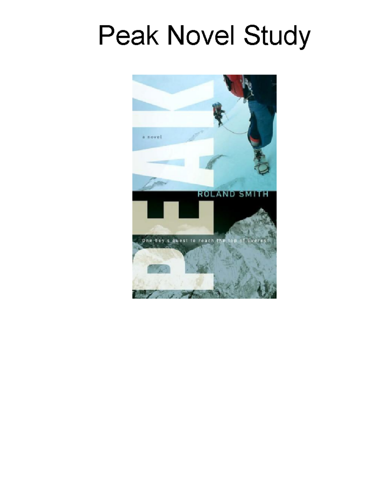 Copy+1+of+peak+unit+student+pack+revised - Peak Novel Study Before You ...