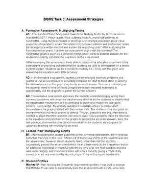 D091 Task 2 Lesson Plan - DGM2- DGM2 TASK 2: LESSON PLANNING Part A: General Information Lesson ...