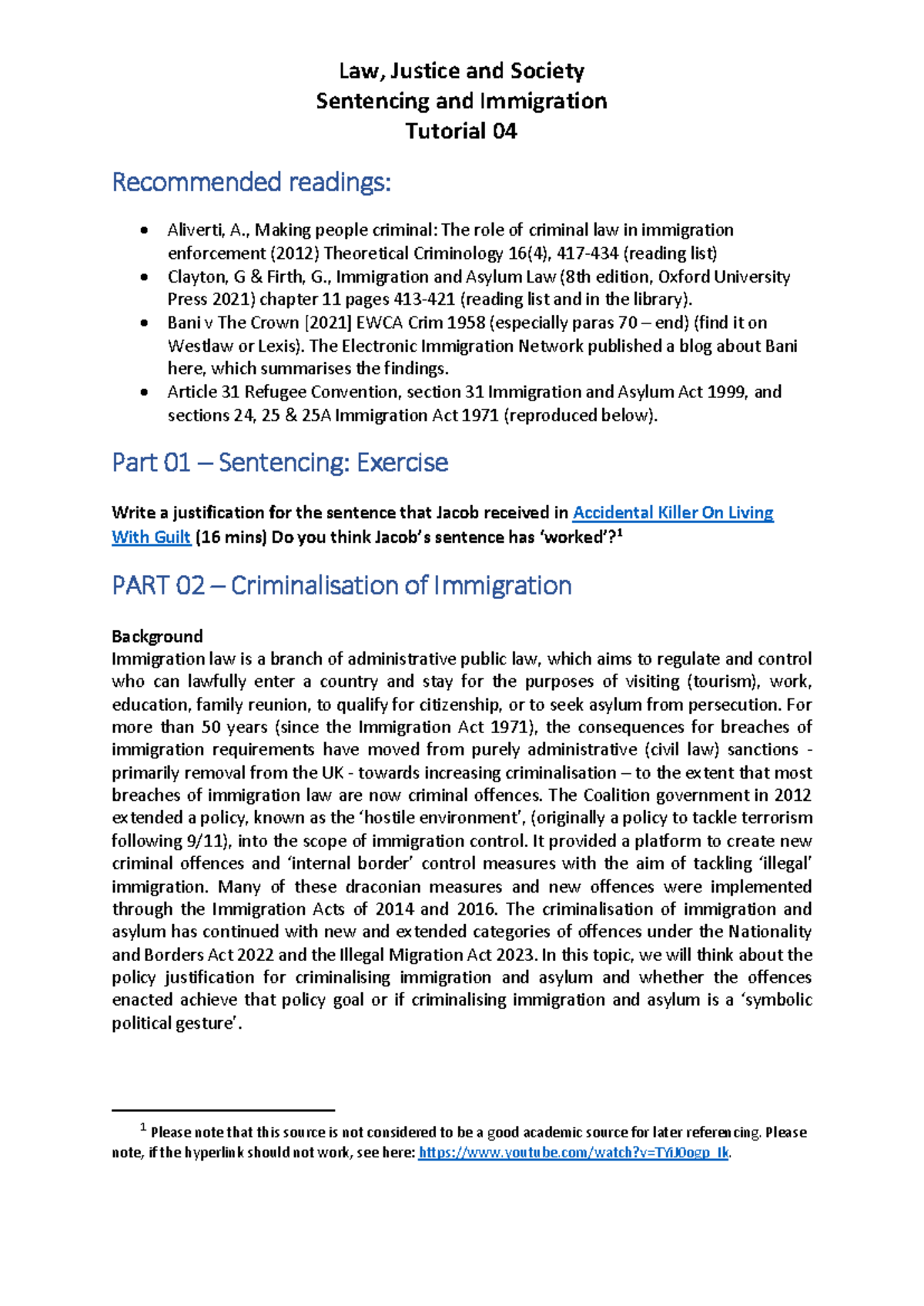 Law, Justice and Society Tutorial 04 (student version) - Law, Justice ...
