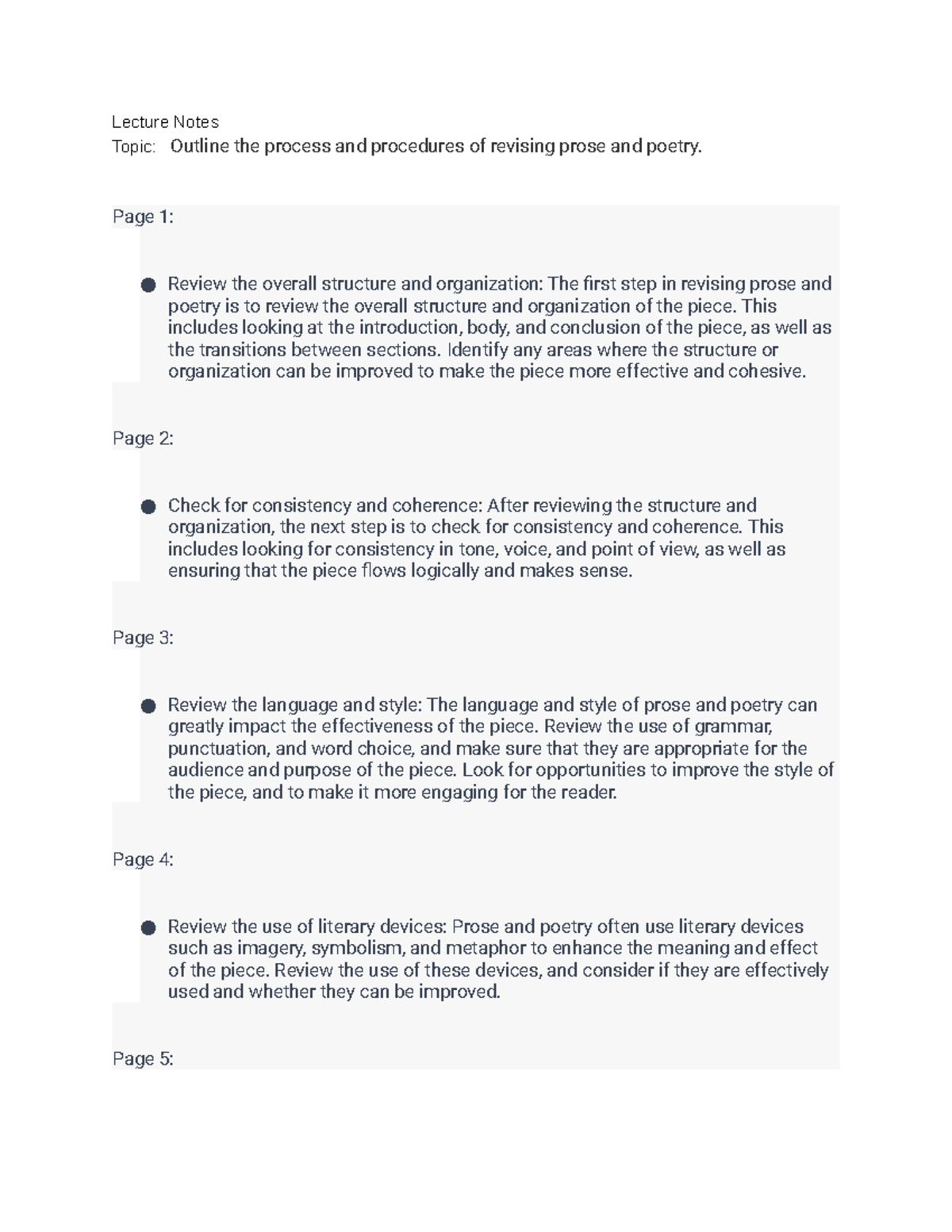 ENG 205(5 - Outline the process and procedures of revising prose and ...