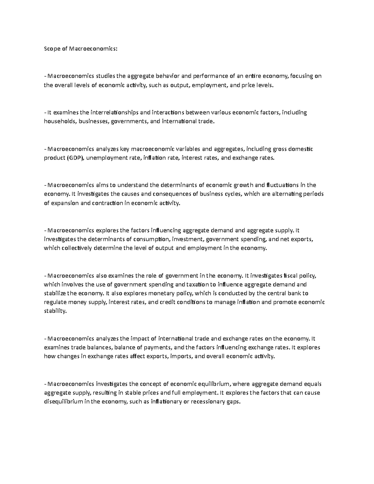 Scope of macroeconomics - Scope of Macroeconomics: Macroeconomics ...