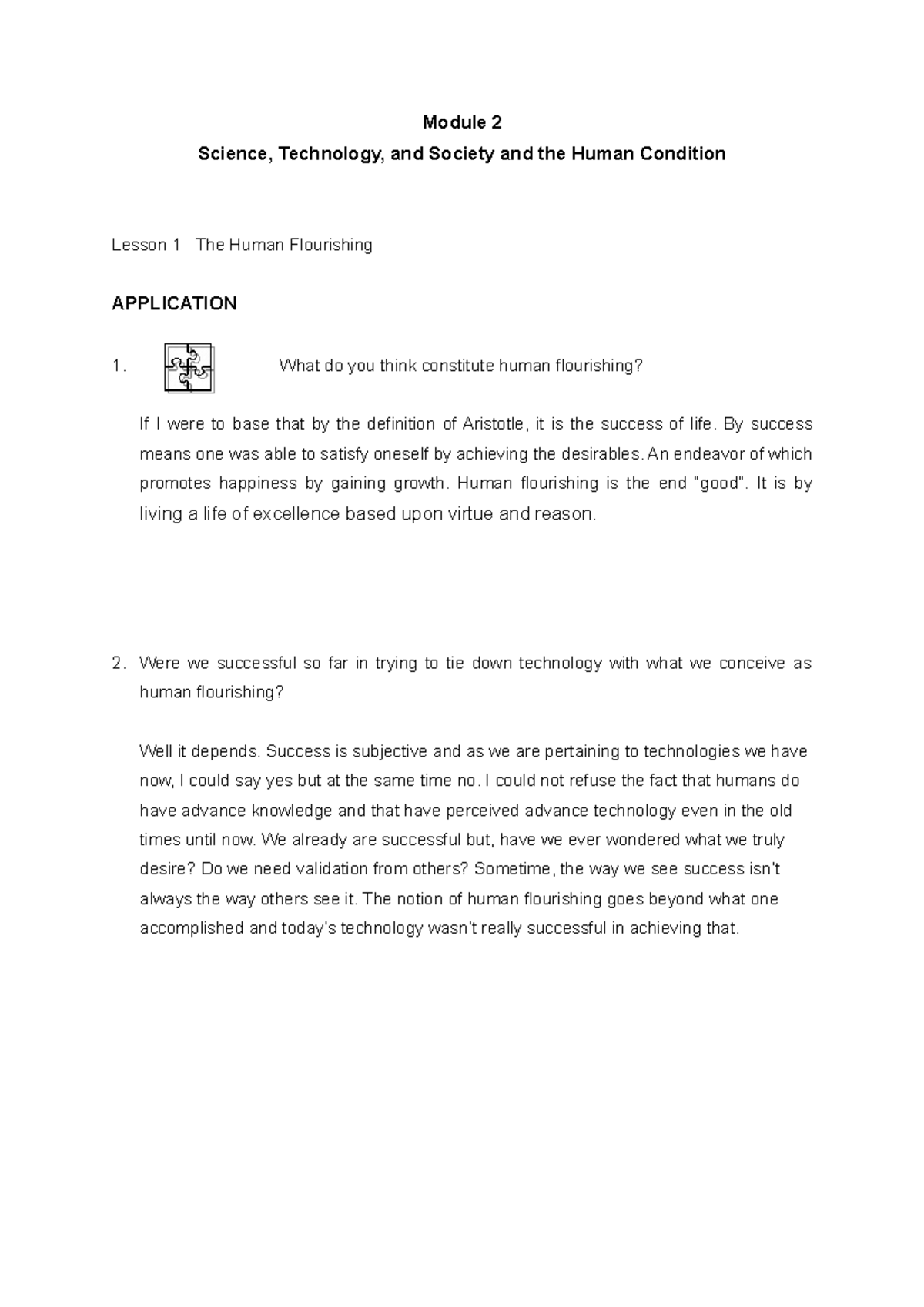 M2L1 Application Pamaong, Melanie B - Module 2 Science, Technology, and ...