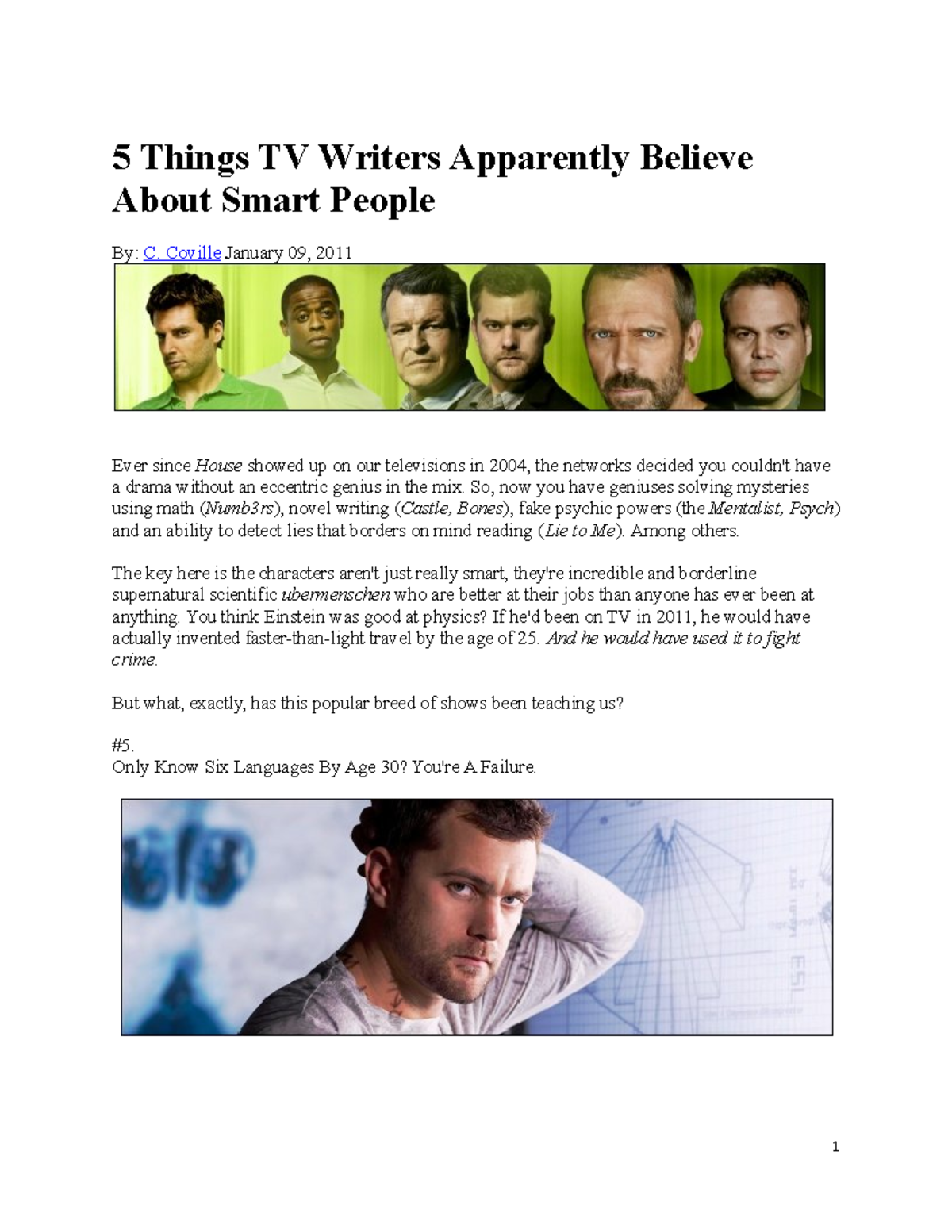 5 Things TV Writers Apparently Believe About Smart People (SOC203) - 5 ...