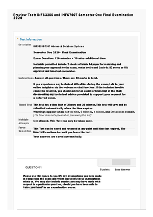 Practice Exam 2011, Advanced Database Systems, questions and answers - - Studocu